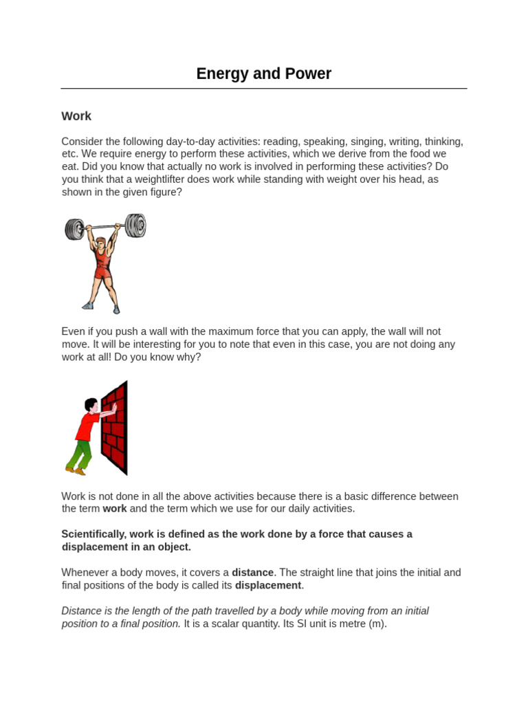 Physics - Energy and Power | PDF | Potential Energy | Force