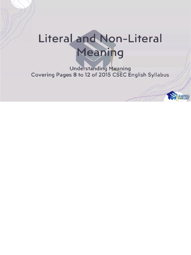 Literal and Non-Literal Meaning | PDF