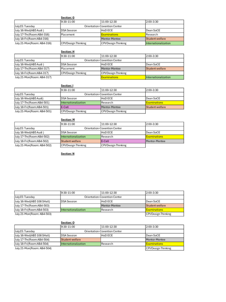 Induction Program Schedule Overview | PDF