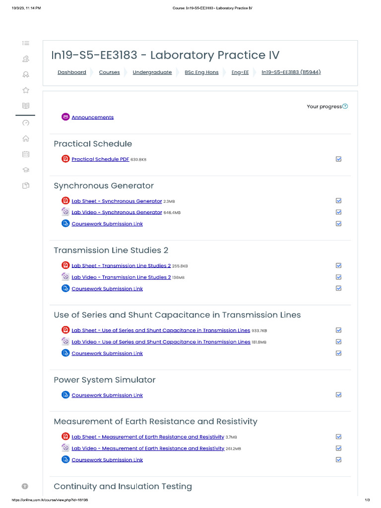 Course Moodle Page | PDF
