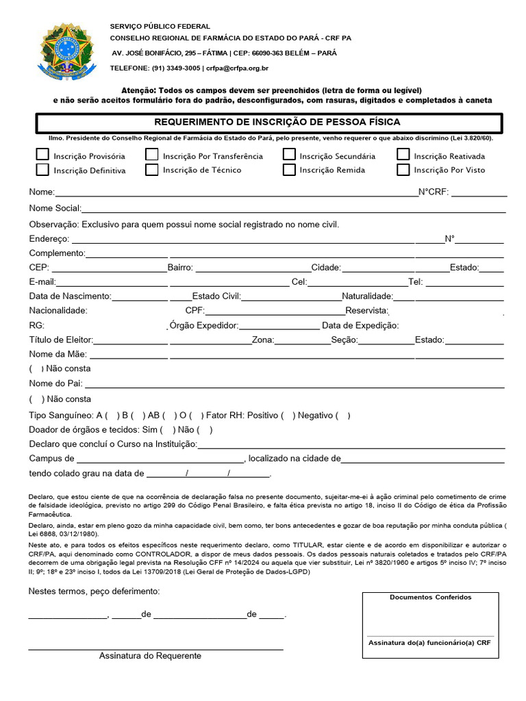 Requerimento de Inscricao V2 | PDF