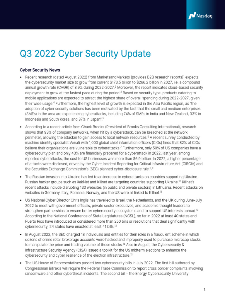 Q3 2022 Cyber Security Update - Final - HUR | PDF | Computer Security ...