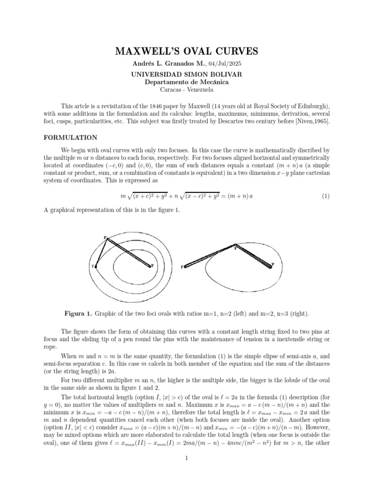 Maxwell's Oval Curves Analysis | PDF | Curve | Coordinate System