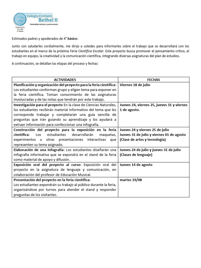 Comunicación Apoderados 4° | PDF | Infografia | Ciencia cognitiva