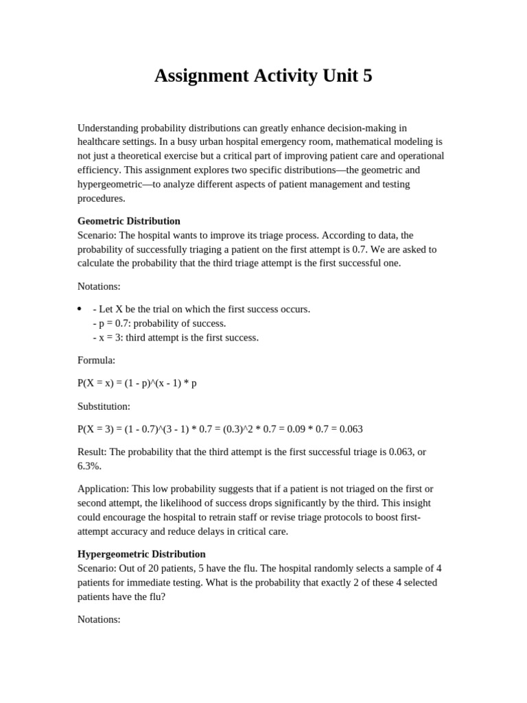 Unit 5 Assignment Distributions | PDF | Probability Distribution ...