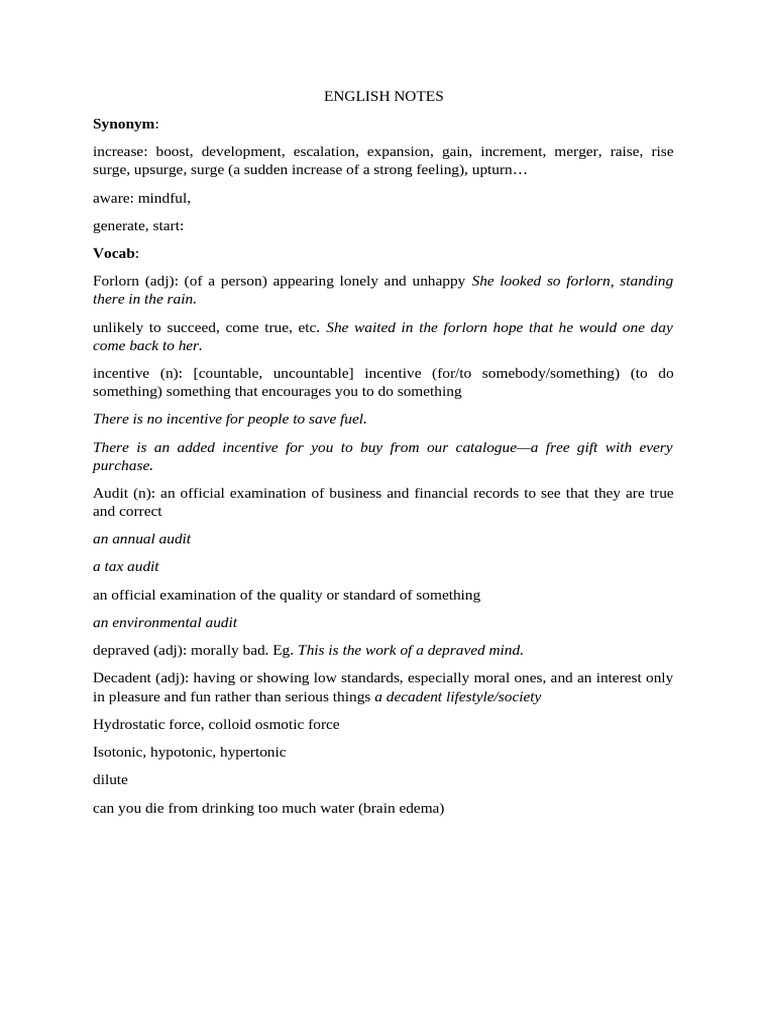 English Vocabulary and Synonyms Guide | PDF