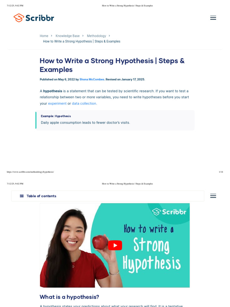How To Write A Strong Hypothesis - Steps & Examples | PDF | Hypothesis | Experiment