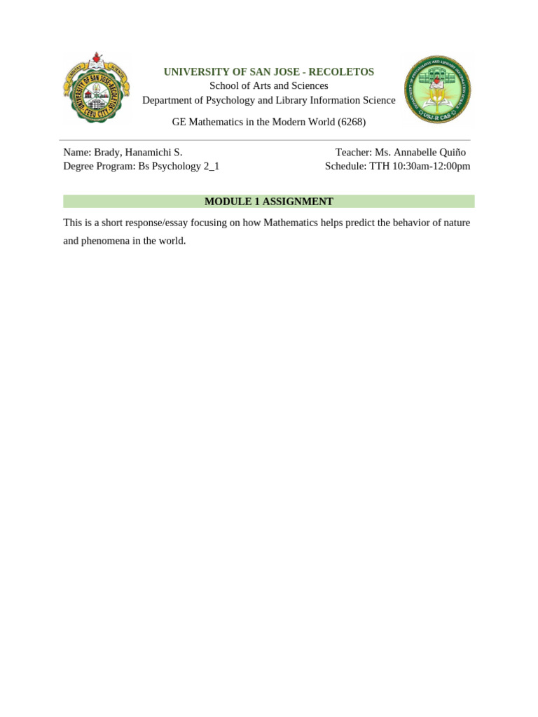 MMW Module 1 Assignment | PDF