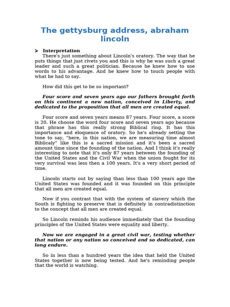 08 The Gettysburg Address Analysis | PDF