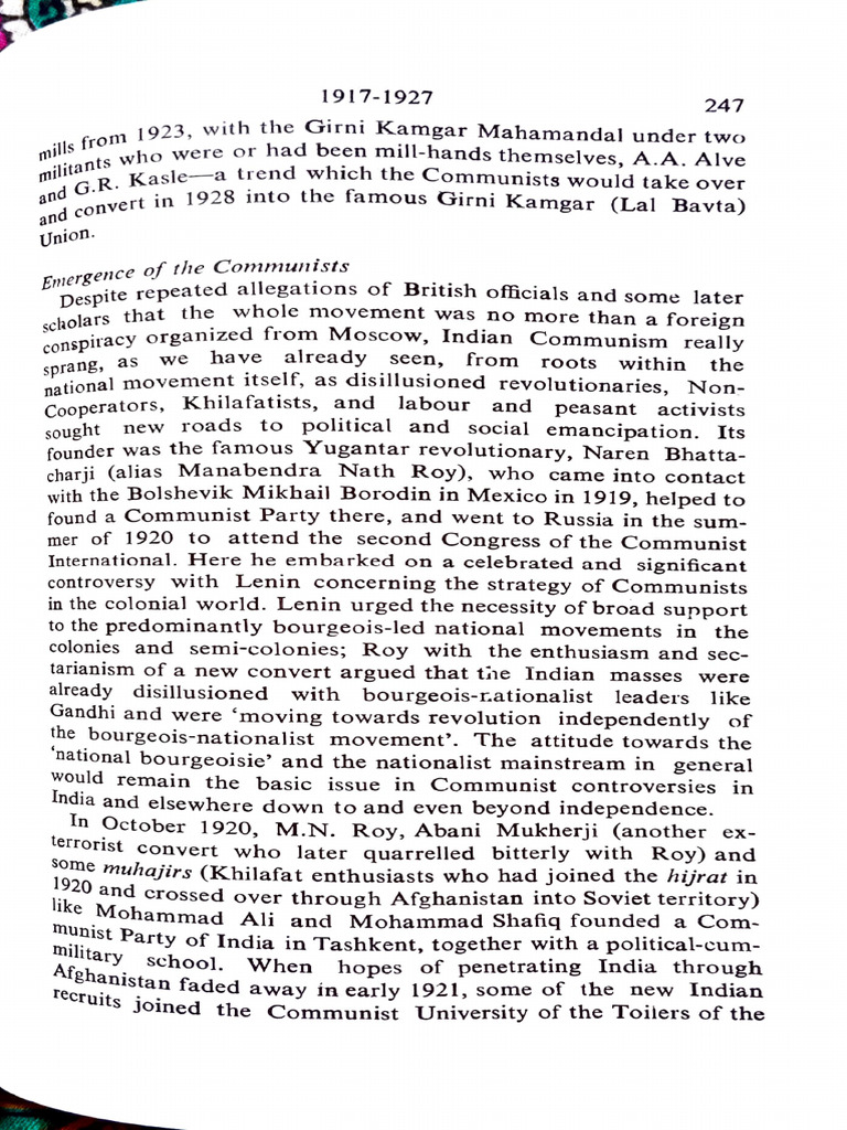 Indian Communist Movement (1917-1927) | PDF | Indian Nationalism ...