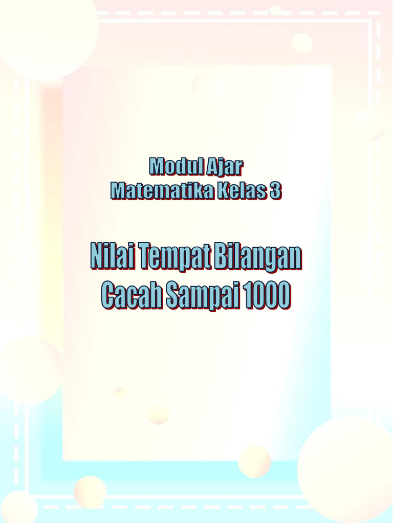 Modul Ajar Matematika 3 - Nilai Tempat Bilangan Cacah | PDF