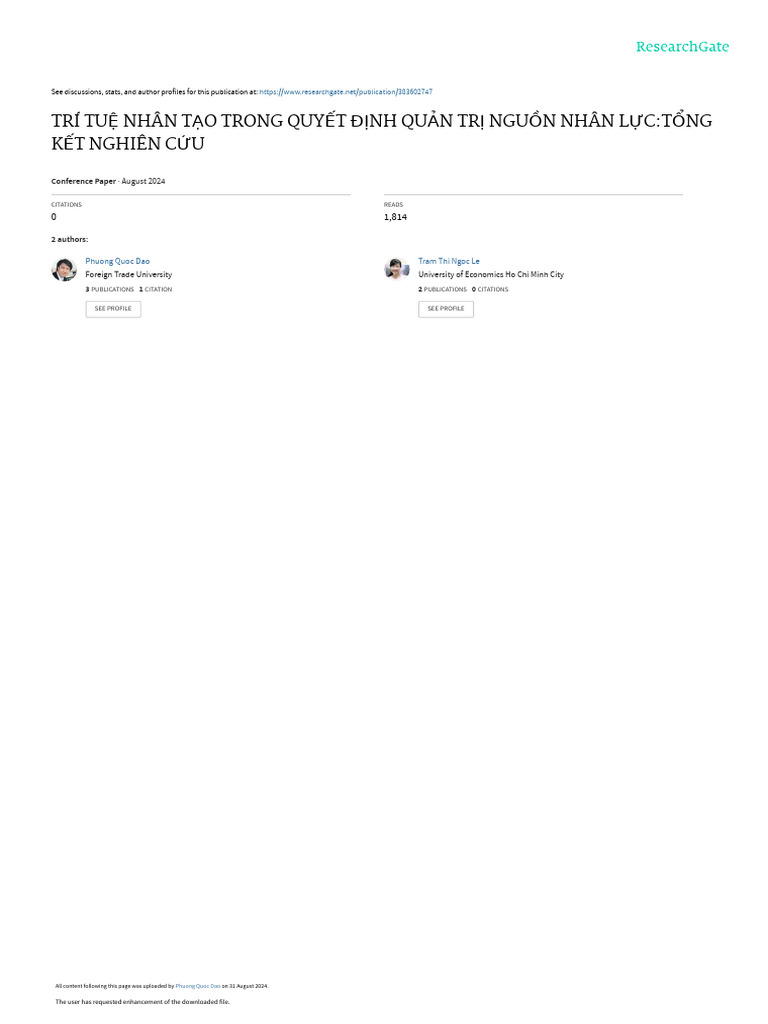 Trí Tu Nhân T O Trong Quy T NH Qu NTR NGU Nnhânl C:T NG K T Nghiên C U | PDF