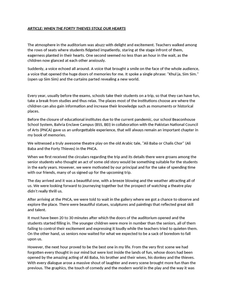 When The 40 Thieves Stole Our Hearts | PDF