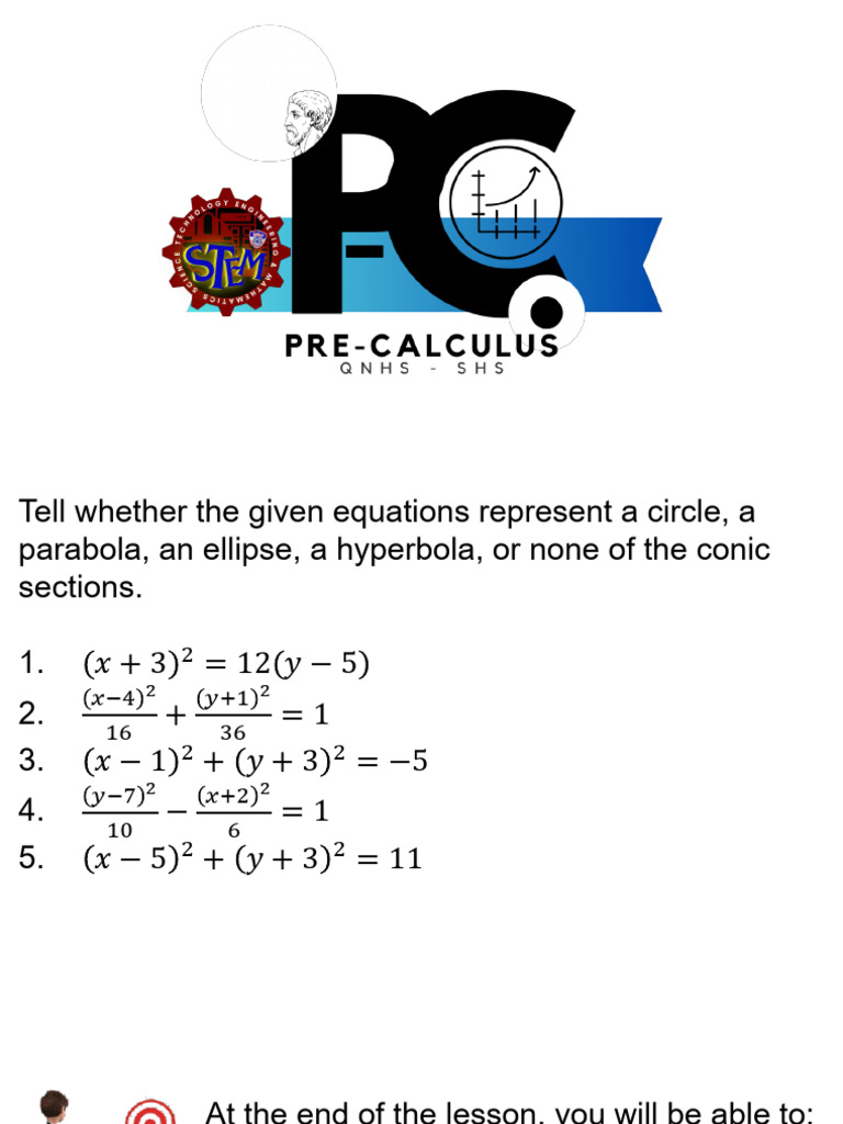 Pre Calculus 1st GR 6 Recognizing Conic Sections | PDF | Geometry ...