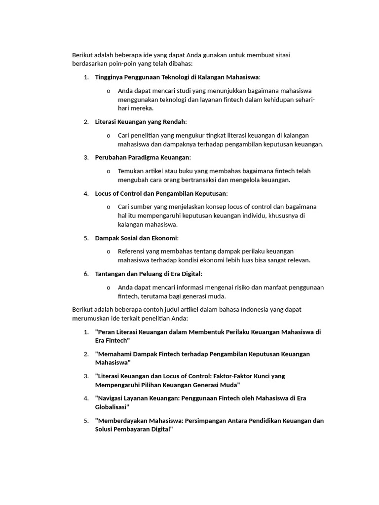 Berikut Adalah Beberapa Ide Yang Dapat Anda Gunakan Untuk Membuat Sitasi Berdasarkan Poin | PDF