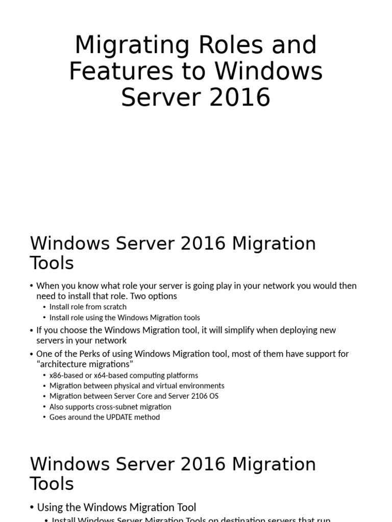 3.1 S2L4 Migrating Roles and Features To Server 2016 | PDF