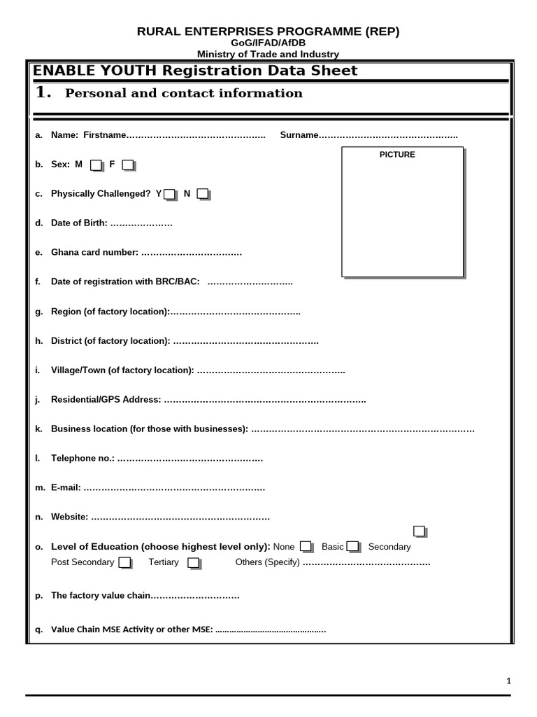 ENABLE Youth Registration Form | PDF