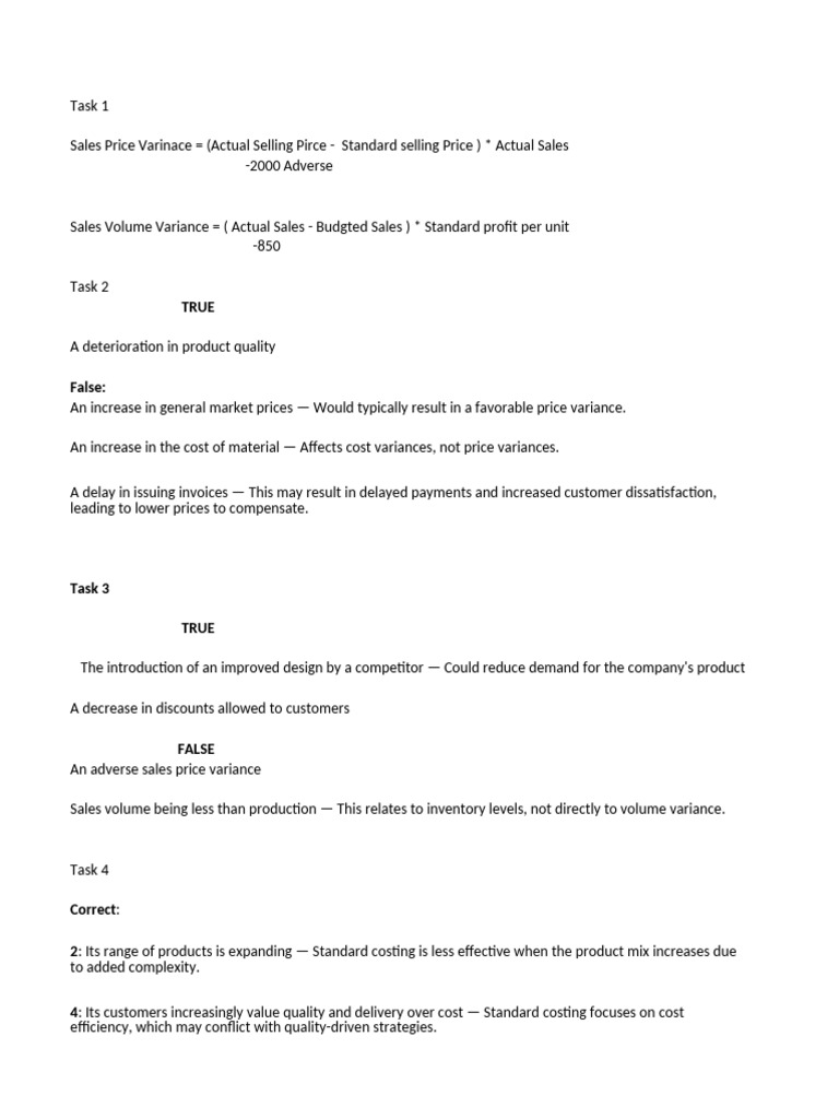 Standard Costing Questions 13 Answers | PDF
