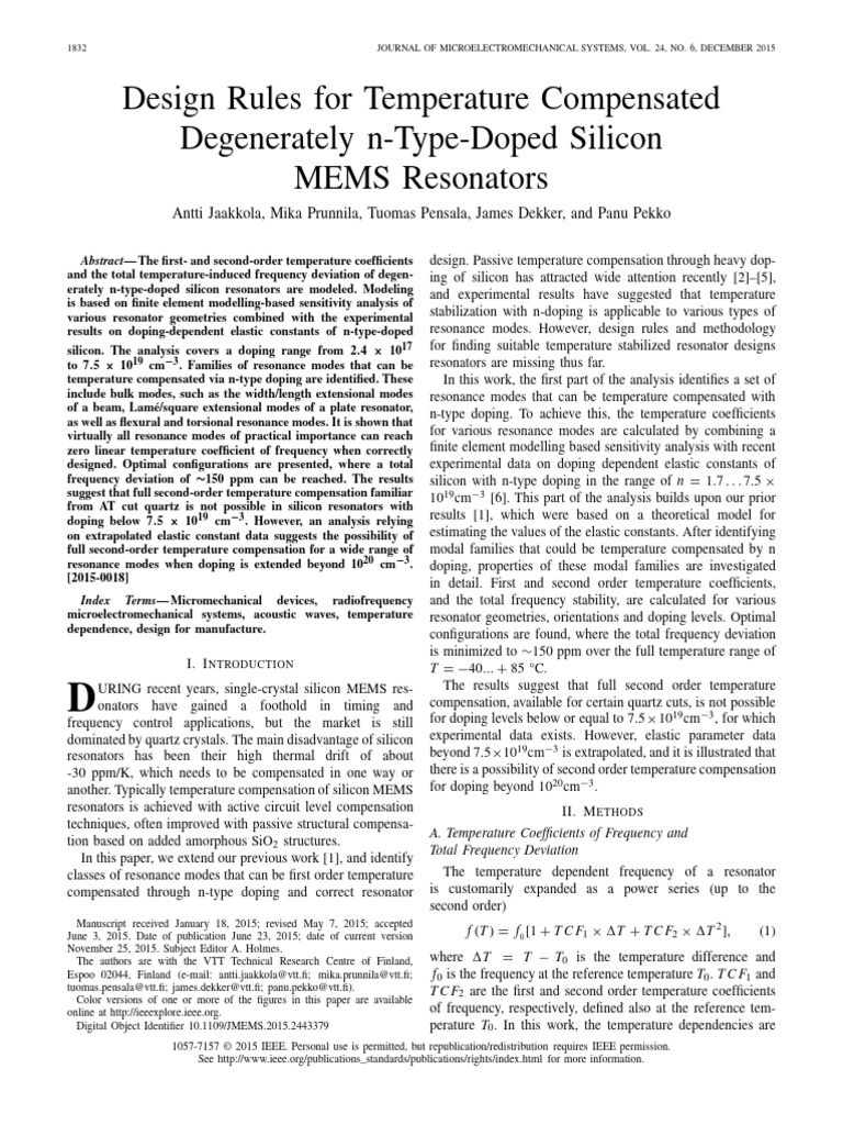 Design Rules For Temperature Compensated Degenerately N-Type-Doped ...