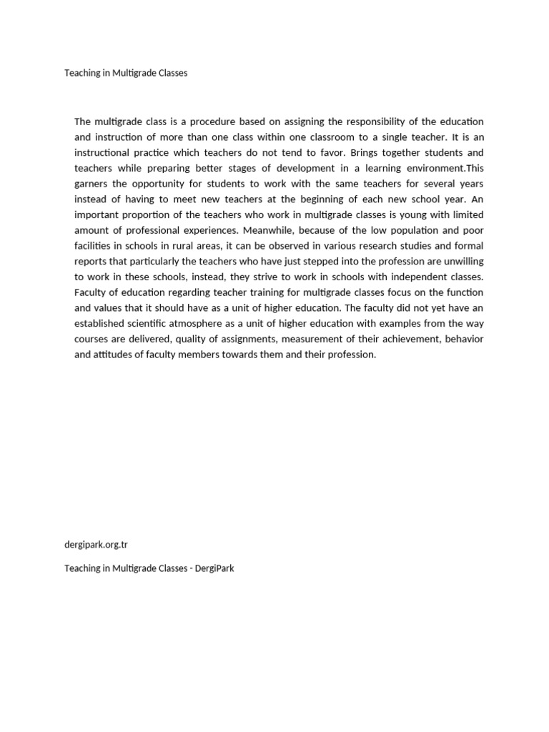 Teaching in Multigrade Classes | PDF