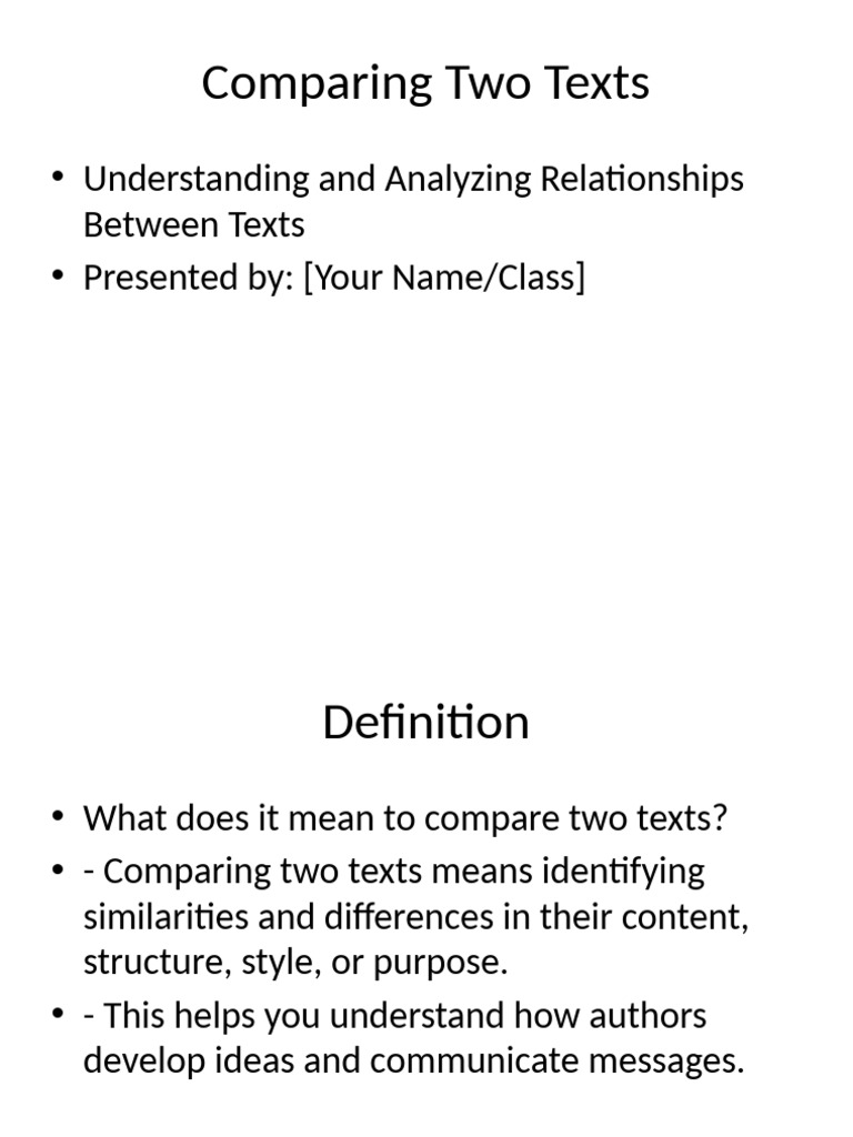 Comparing Two Texts | PDF