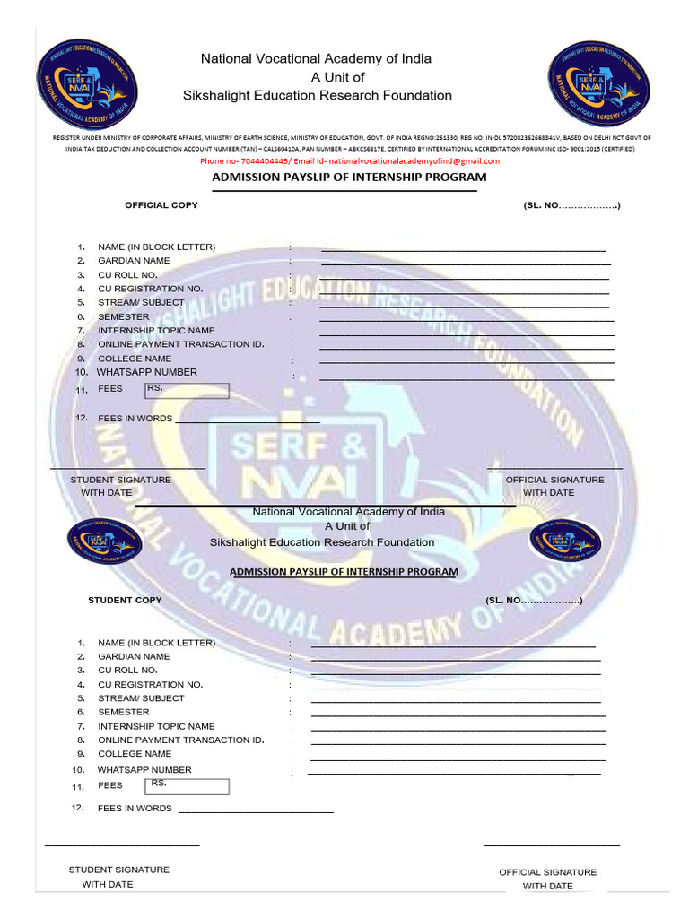 NEW Internship Form & Money Receipt PDF | PDF | Chess Theory | Chess