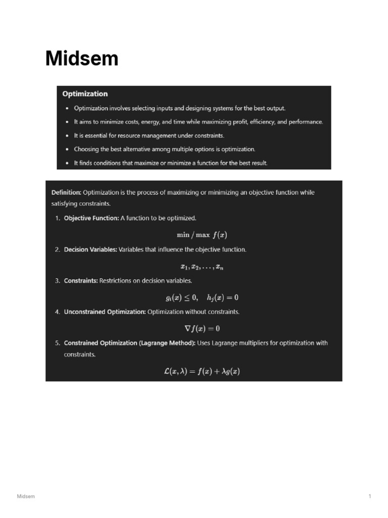 Midsem | PDF | Mathematical Optimization | Applied Mathematics