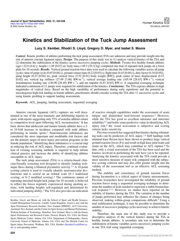 (15433072 - Journal of Sport Rehabilitation) Kinetics and Stabilization ...