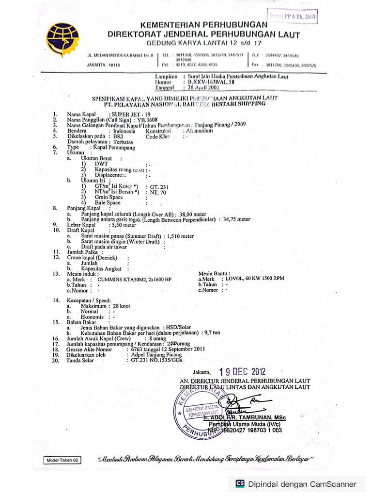 SJ19 Spesifikasi Kapal | PDF