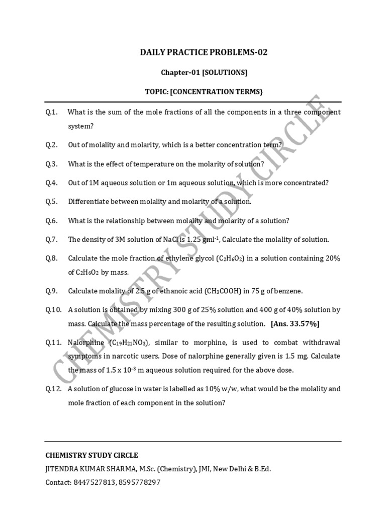 DPP 02 CH 01 (Solutions) | PDF