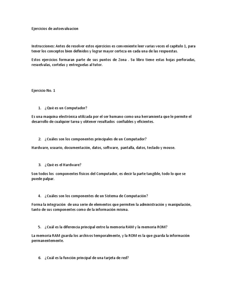 Ejercicios de Autoevaluacion | PDF