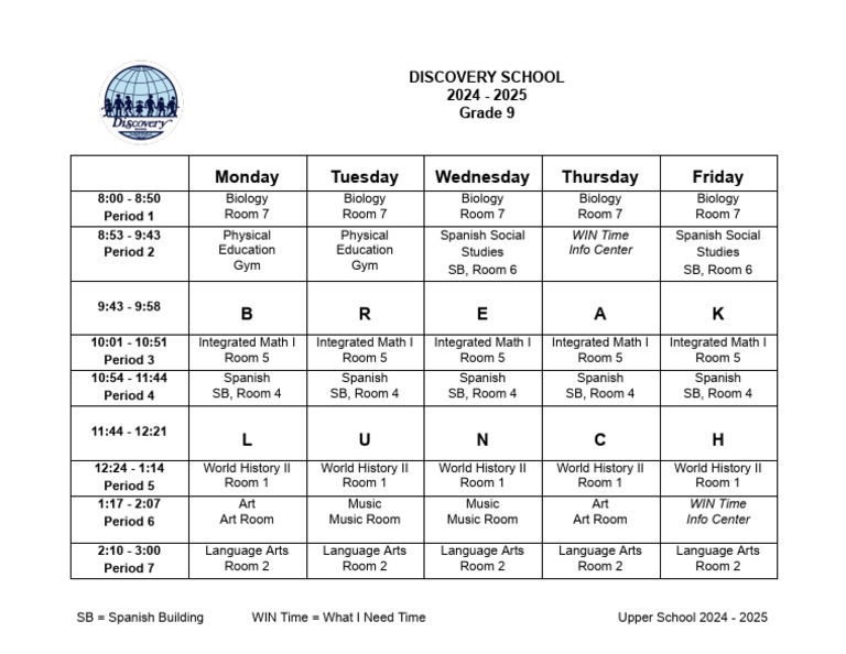Grade 9 Schedule | PDF