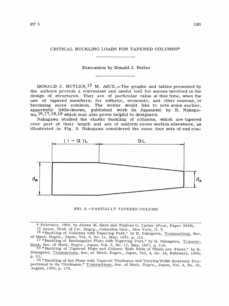 Buckling Loads for Tapered Columns | PDF | Buckling | Classical Mechanics