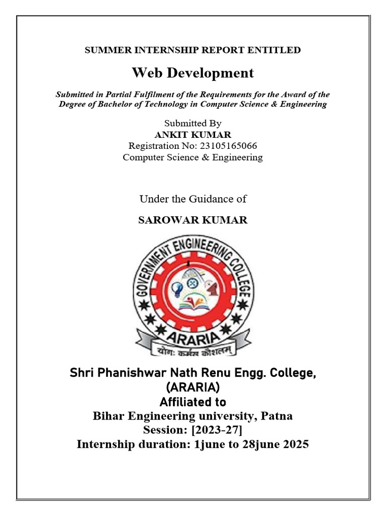 ANKIT Internship Report | PDF | World Wide Web | Internet & Web