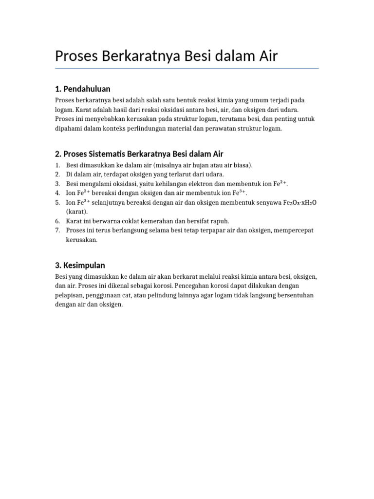 Proses Korosi Besi dalam Air | PDF