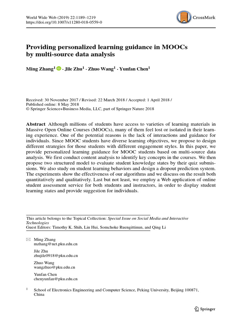 2018-21providing Personalized Learning Guidance in MOOCs by Multi-Source Data Analysis | PDF ...