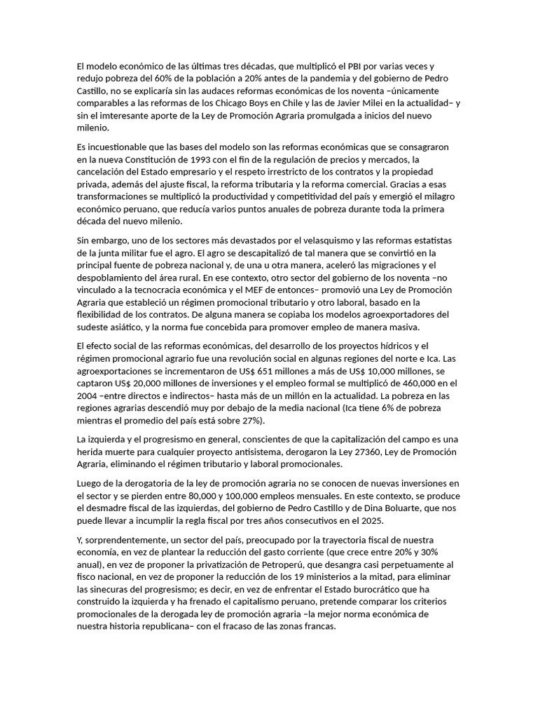 El Modelo Económico de Las Últimas Tres Décadas | PDF | Economias