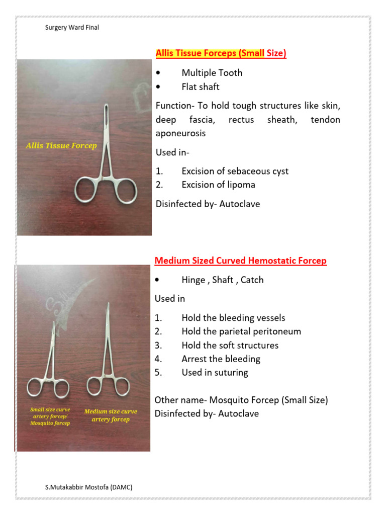 Surgical Instruments and Procedures Overview | PDF | Medical ...