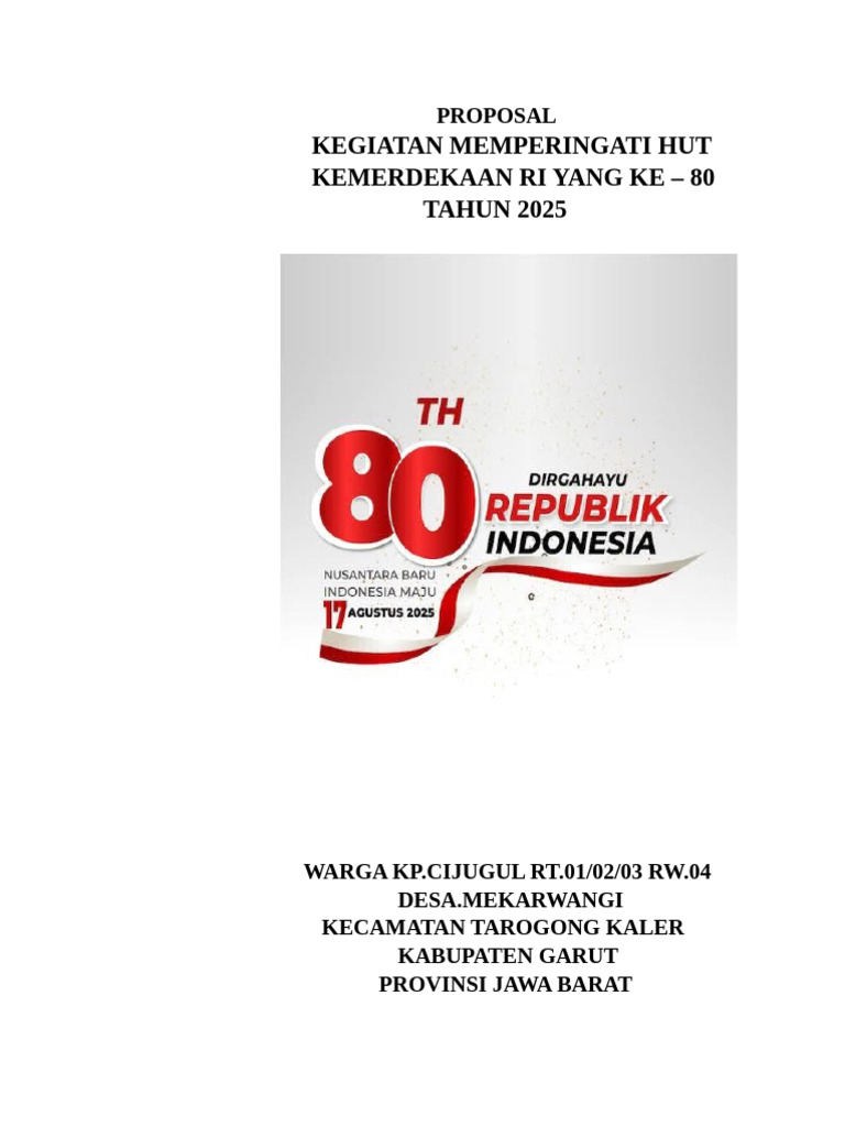 Proposal Kegiatan HUT RI ke-80 RT 04 | PDF