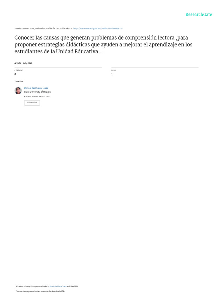 Conocer Las Causas Que Generan Problemas de Comprensión Lectora, para ...
