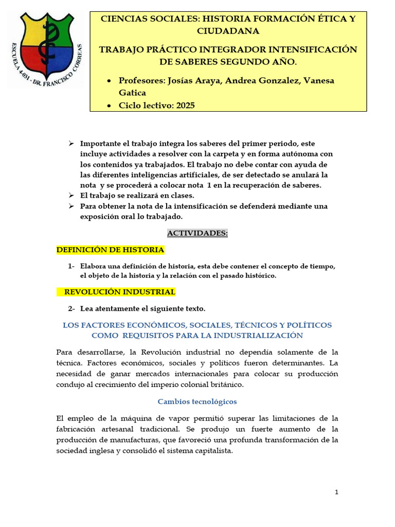 Trabajo Practico Integrador Segundo Año | PDF