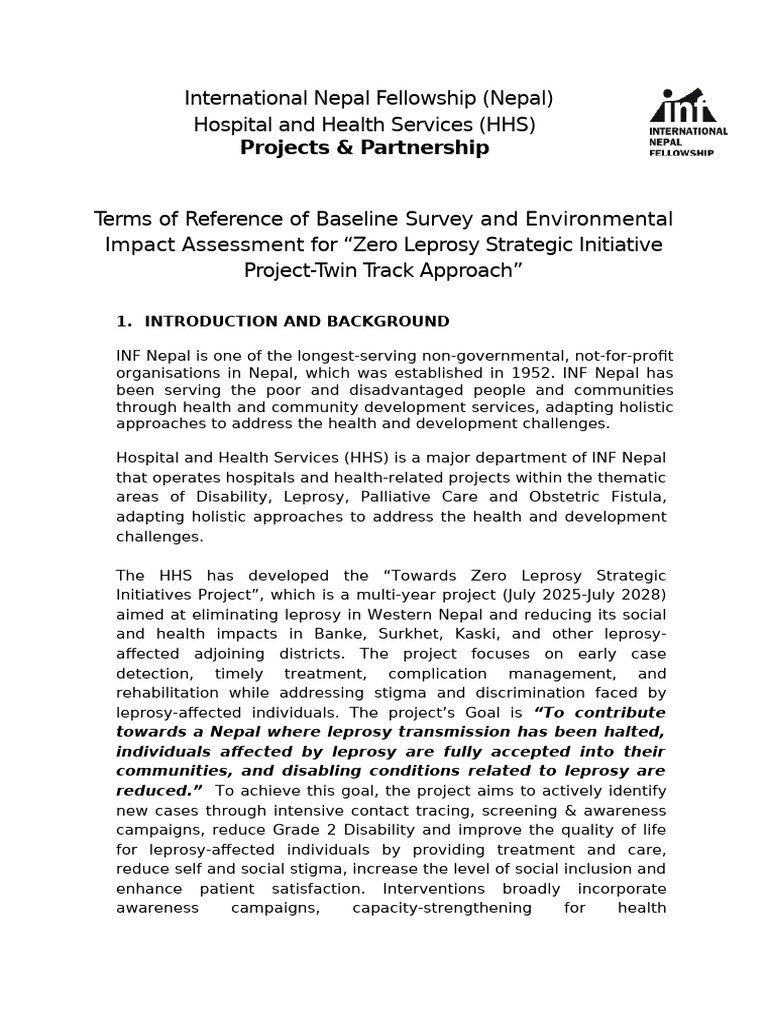 TOR For Baseline Study - ZLSI - Project | PDF | Environmental Impact ...