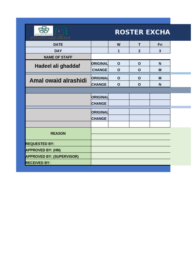 Roster Change Request Form | PDF