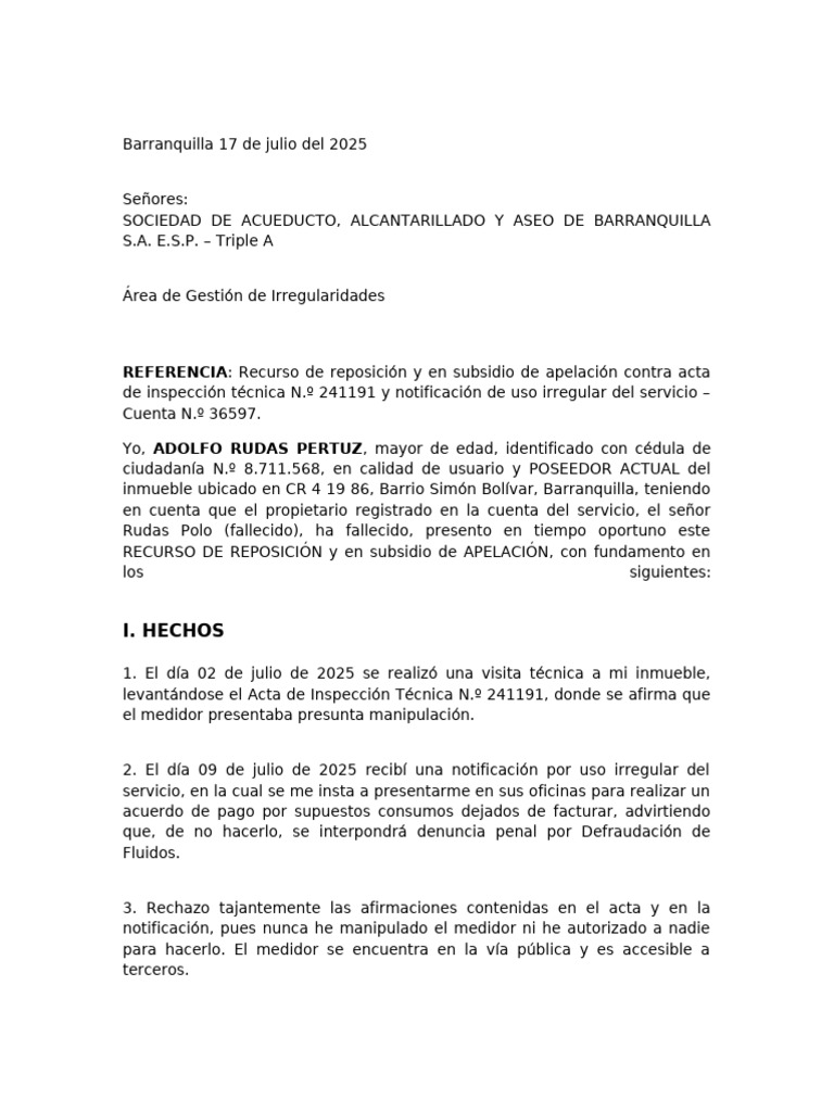 Derecho de Peticion Adolfo Rudas | PDF | Debido al proceso | Justicia