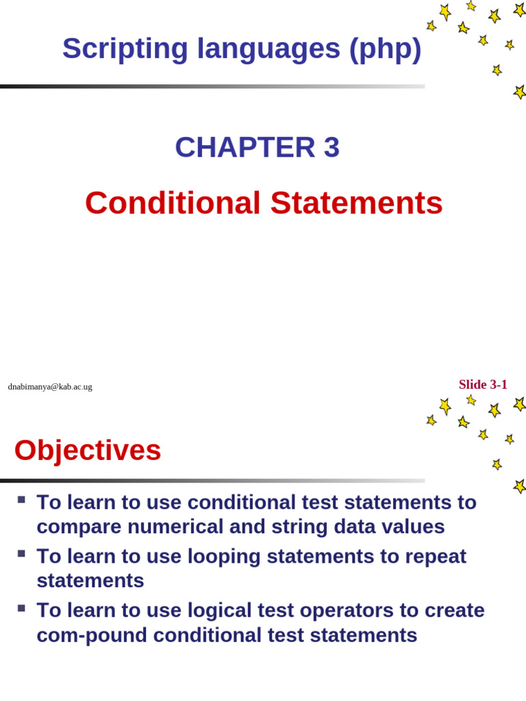 3 PHP Chapter 3 - Conditional Statements | PDF | Computer Science | Control Flow