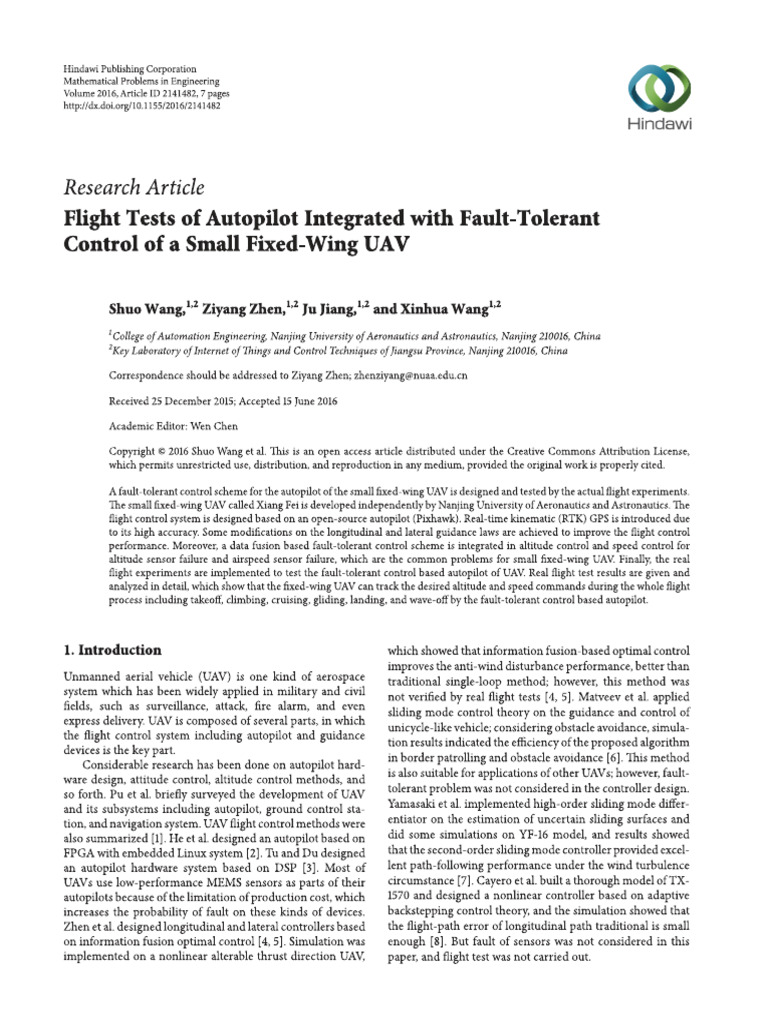 Flight Test of Autopilot Integrated With Fault Tolerant Control of A ...