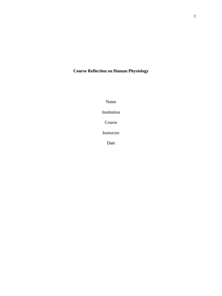 Course Reflection On Human Physiology | PDF | Homeostasis | Ph