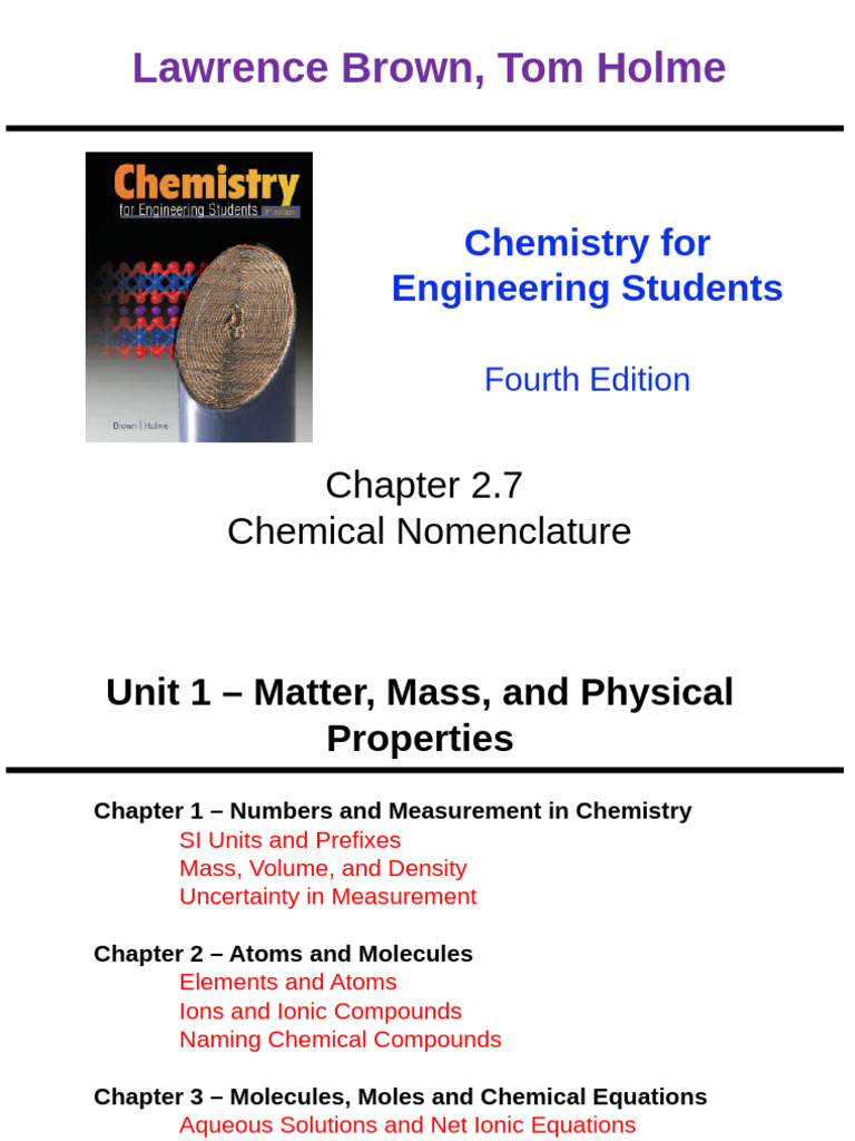 Chapter 2.3 - Chemical Nomenclature | PDF | Ion | Chemical Compounds