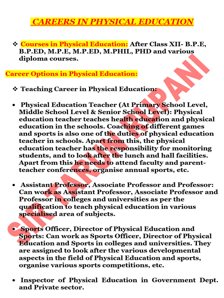Career Paths in Physical Education | PDF