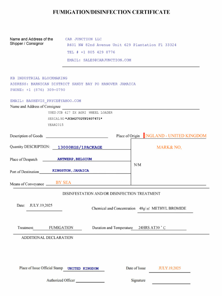 Fumigation Certificate UPDATED | PDF